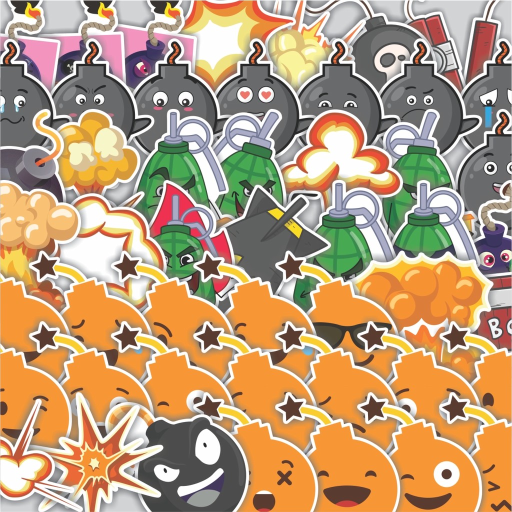 Jual Stiker Cutting Pack Stiker Bombs Isi 100Pcs Series Aesthetic Lucu ...