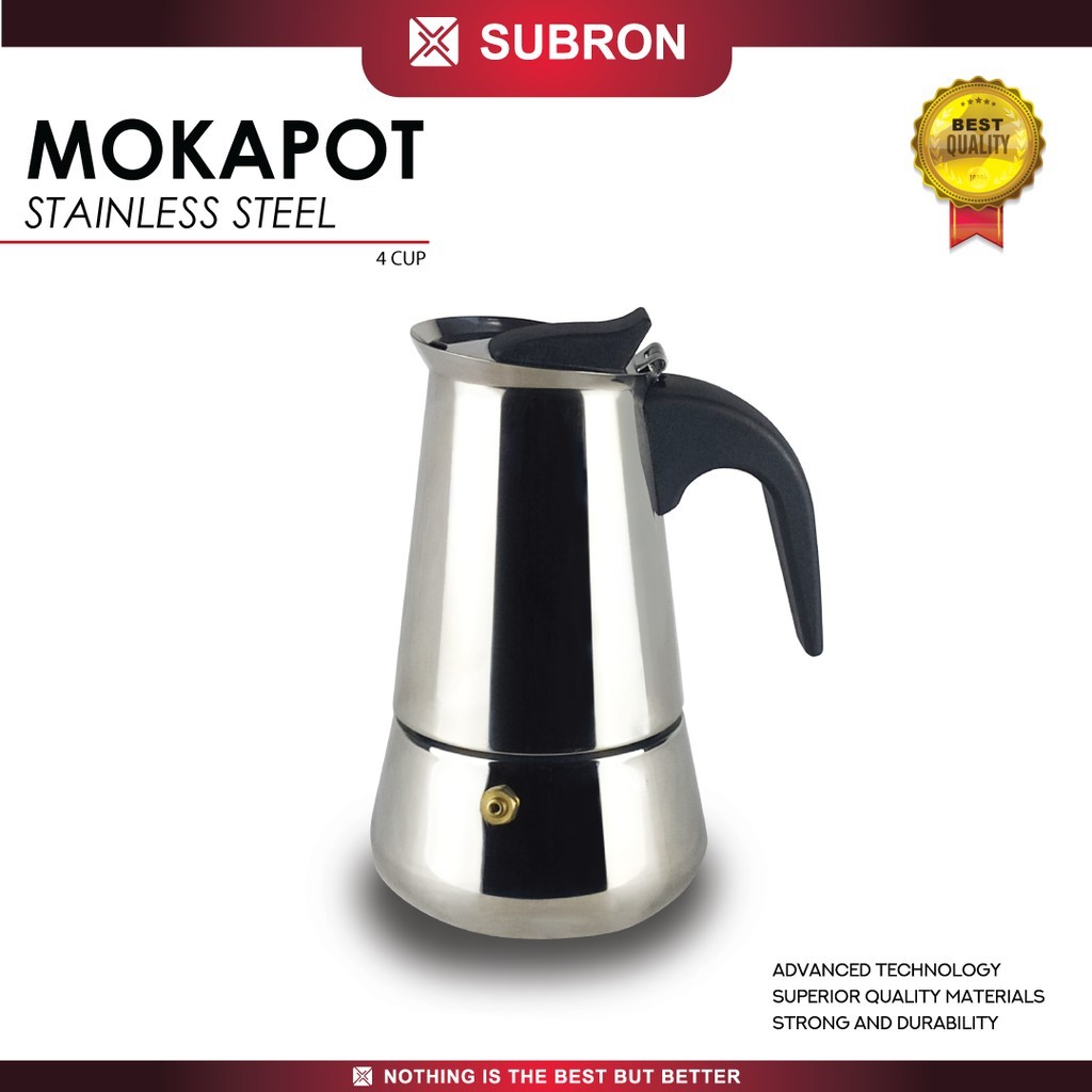 Jual SUBRON Manual Espresso Coffee Maker Mokapot Stainless 4 Cup 200ML ...