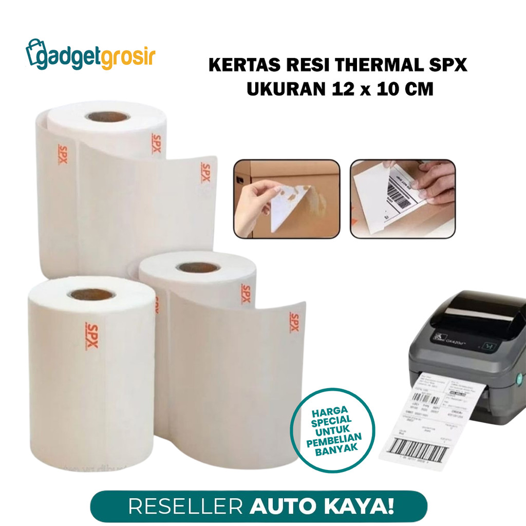 Jual Kertas Resi Thermal Label Stiker SPX 10 x 12 Cm Sticker Barcode ...