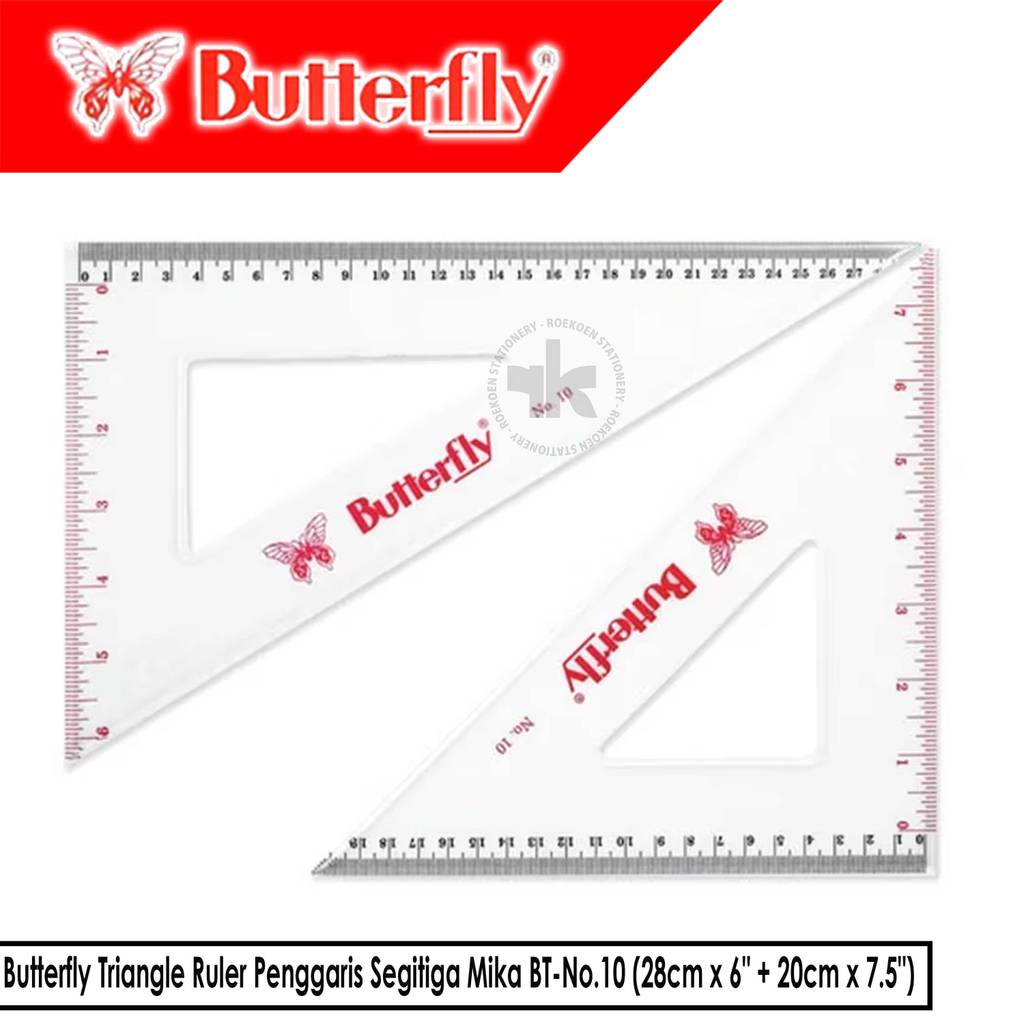 Jual Butterfly Triangle Ruler Penggaris Segitiga Mika BT-No.10 (28cm x ...