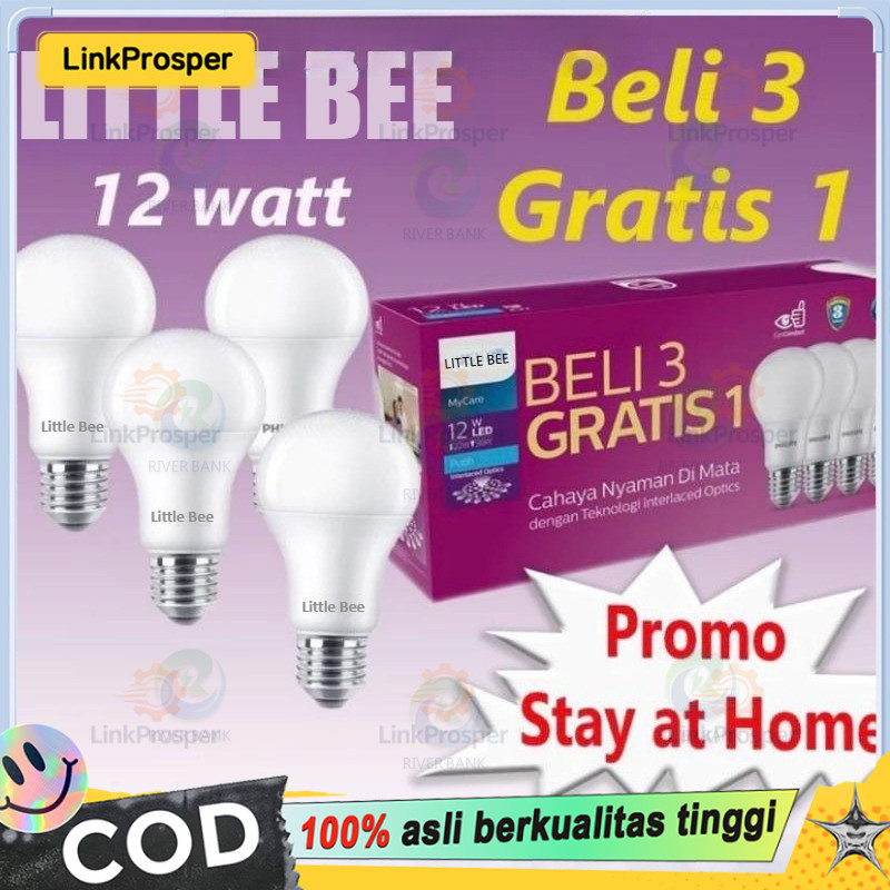 Jual Philips LITTLE BEE lampu led 12 watt isi 4pcs 1PCS putih terang ...