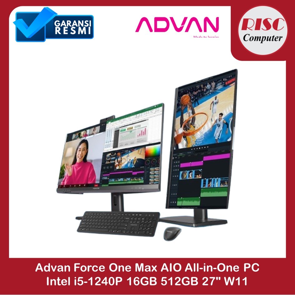 Jual Advan Force One Max AIO All-in-One PC Intel i5-1240P 16GB 512GB 27 ...