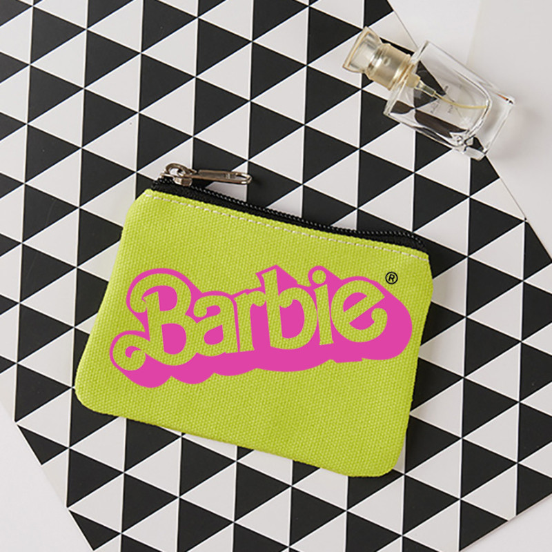 Jual Miniso Co Brand IP Barbie Letter Canvas Bag Pure Zipper Coin Key ...