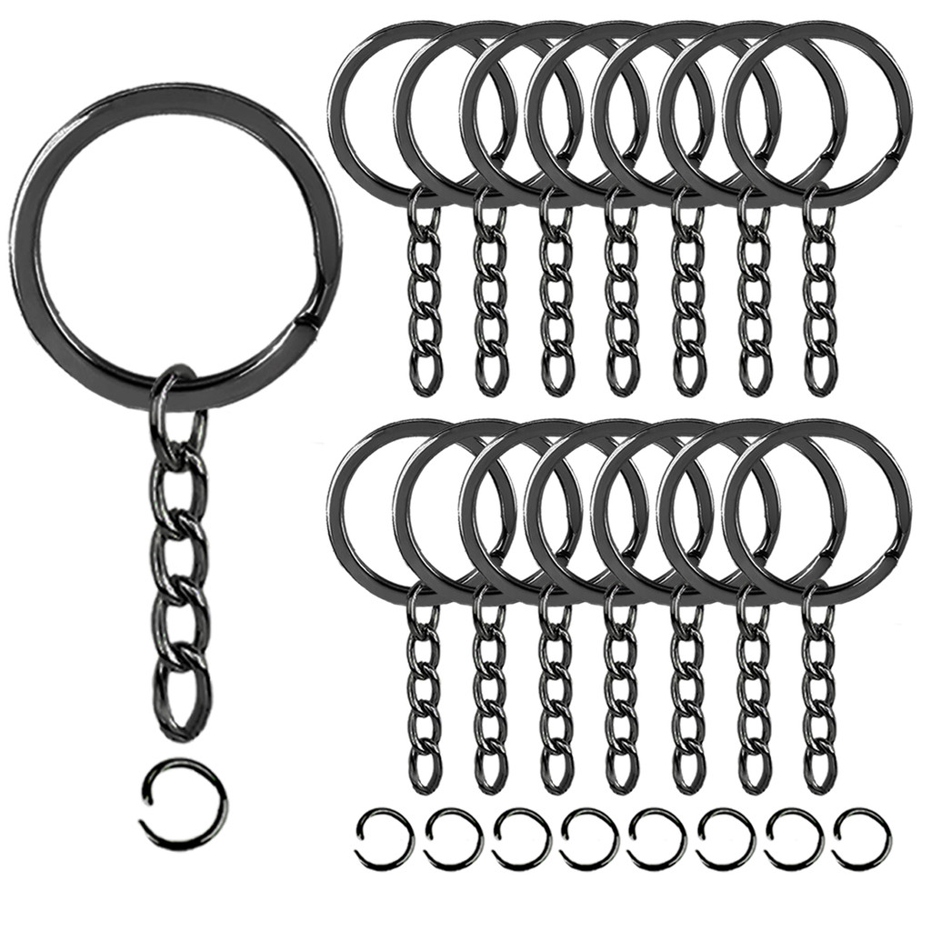 Jual 60 Sets Flat Key ain Rings Bulk Metal Key Ring with ain Jump Rings ...