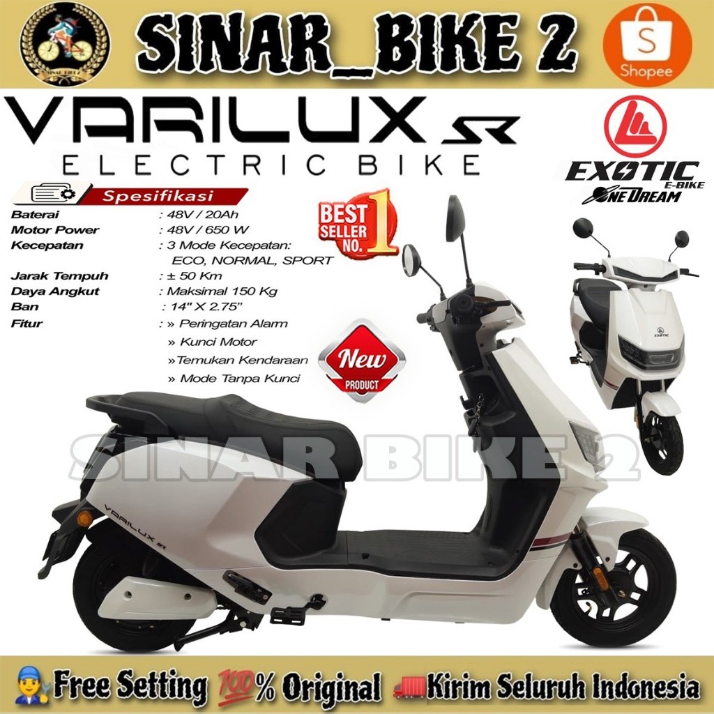 Jual Sepeda Listrik EXOTIC VARILUX SR TERBARU 650 Watt E-Bike | Shopee ...