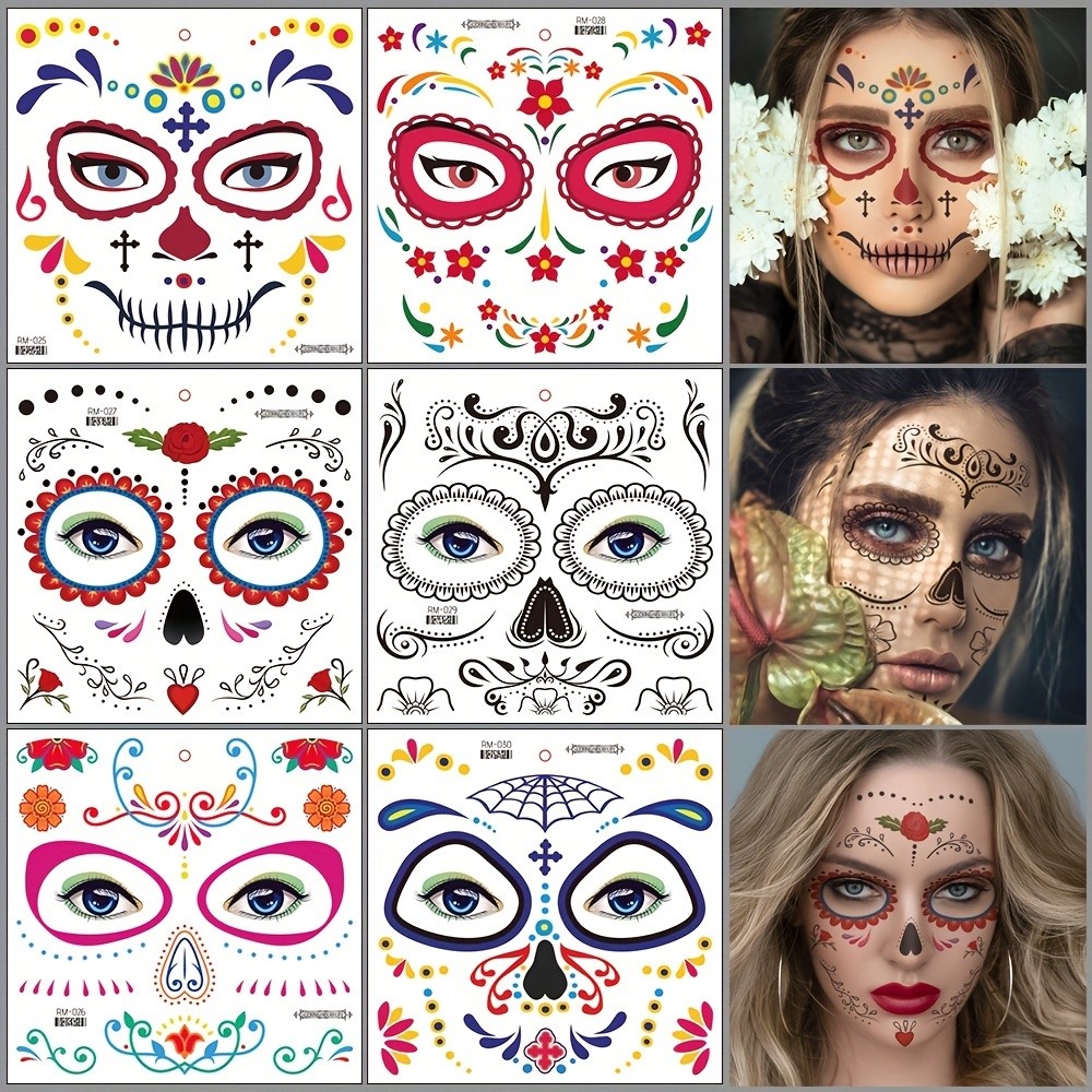Jual Halloween Temporary Tattoos Sticker Day Of The Dead La Catrina ...