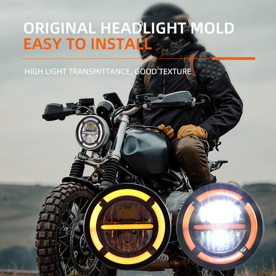 Jual 7 In Led Car Motorcycle Headlight DRL H4 Headlamp For Harley BMW ...