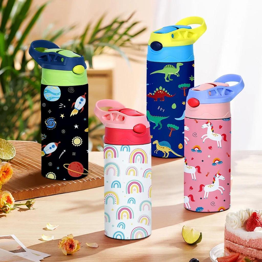 Jual 12OZ/360ml Stainless Steel Insulated Bottle Cartoon Pattern ...