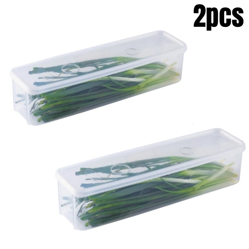 Jual 1/2/4Pcs Refrigerator Storage Boxes With Lid Plastic Fresh Keeping ...