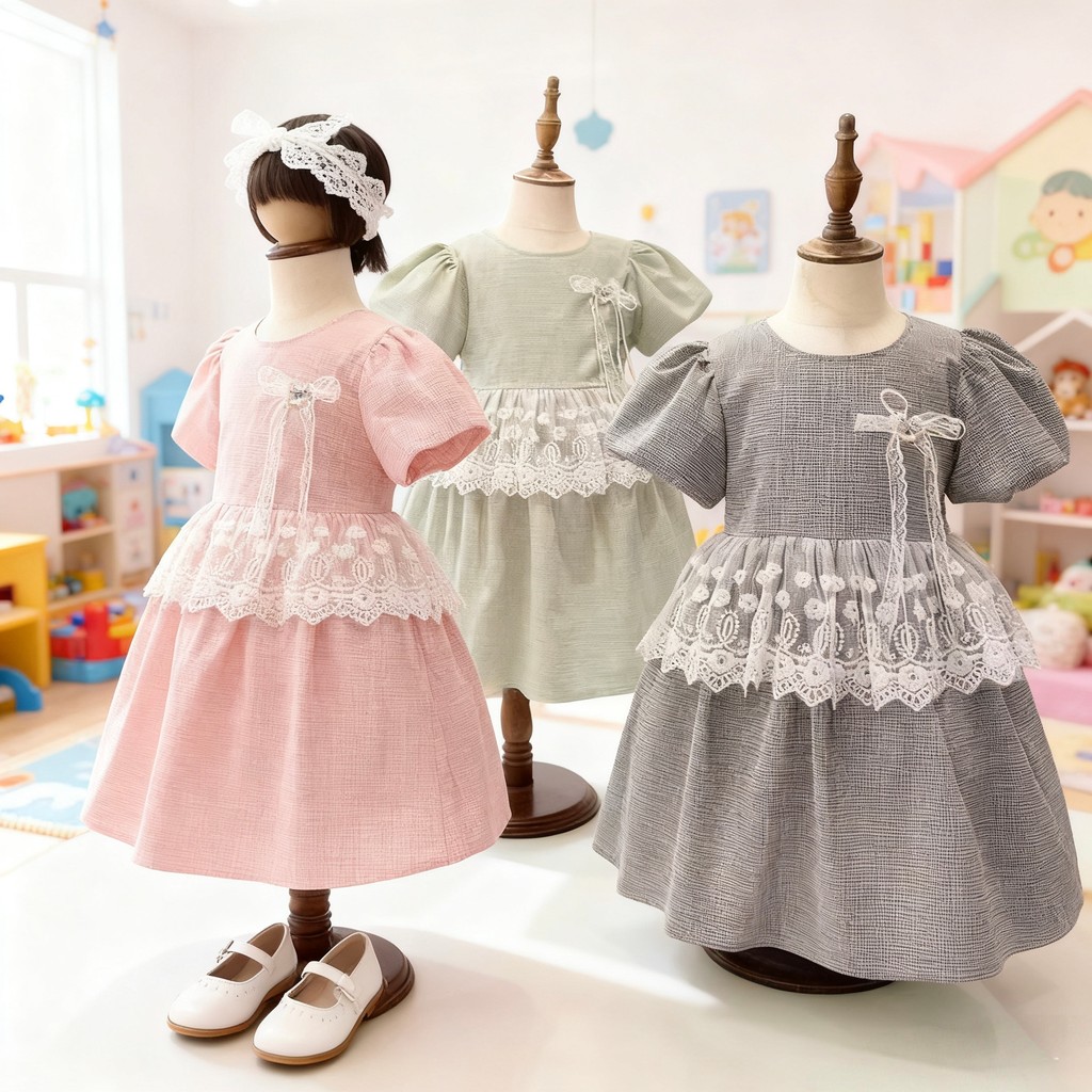 Jual Haaasya kids Gaun Anak Perempuan Lengan Balon Korea dengan Renda ...