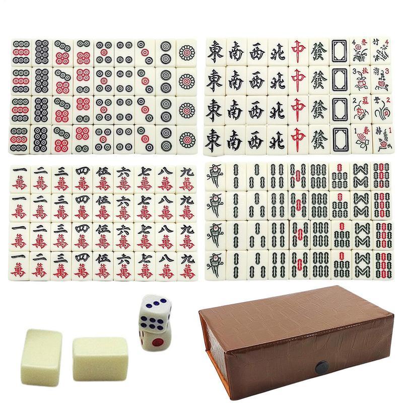 Jual Chinese Numbered Mahjong Set 144 Tiles Mini Complete Mah-Jong Set ...
