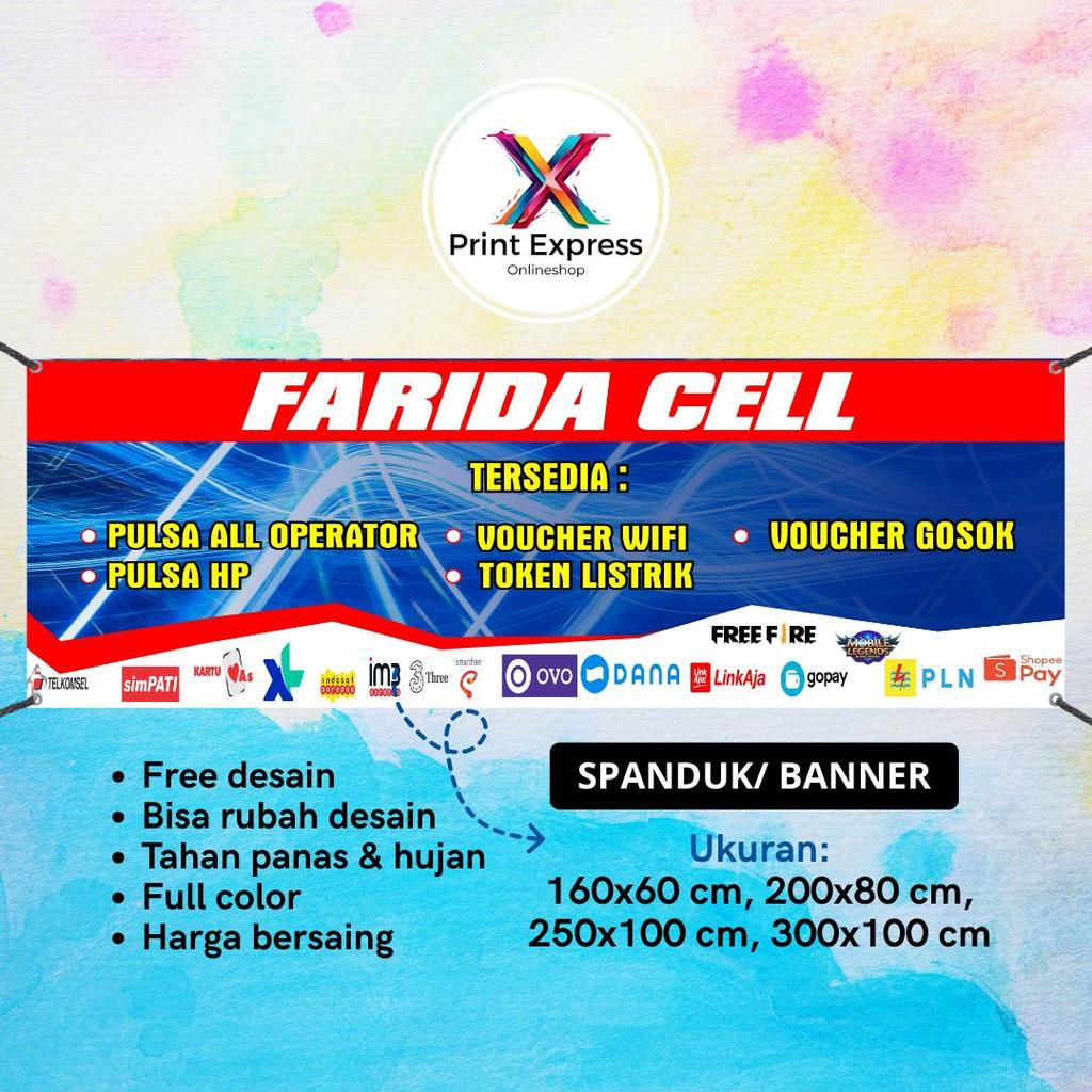 Jual SPANDUK BANNER Farida Cell Biru Ukuran 200x100 Cm Outdoor Bisa ...