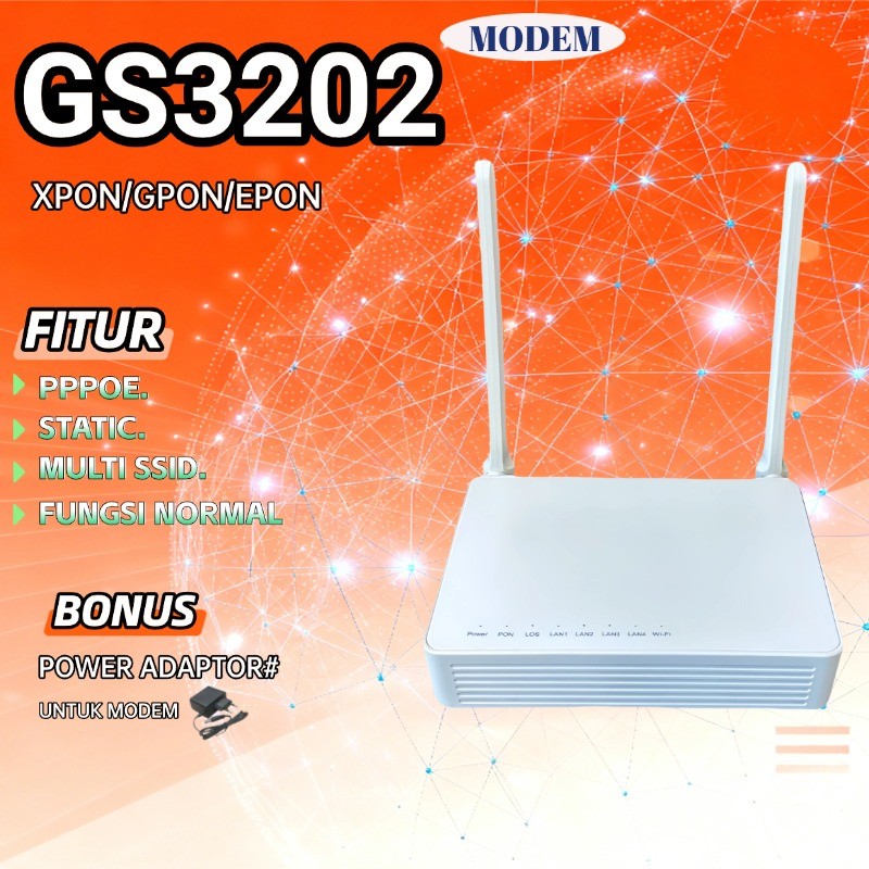 Jual BARU GS3202 ONT MODEM GPON/EPON/XPON ONU + Dengan Adaptor | Shopee ...