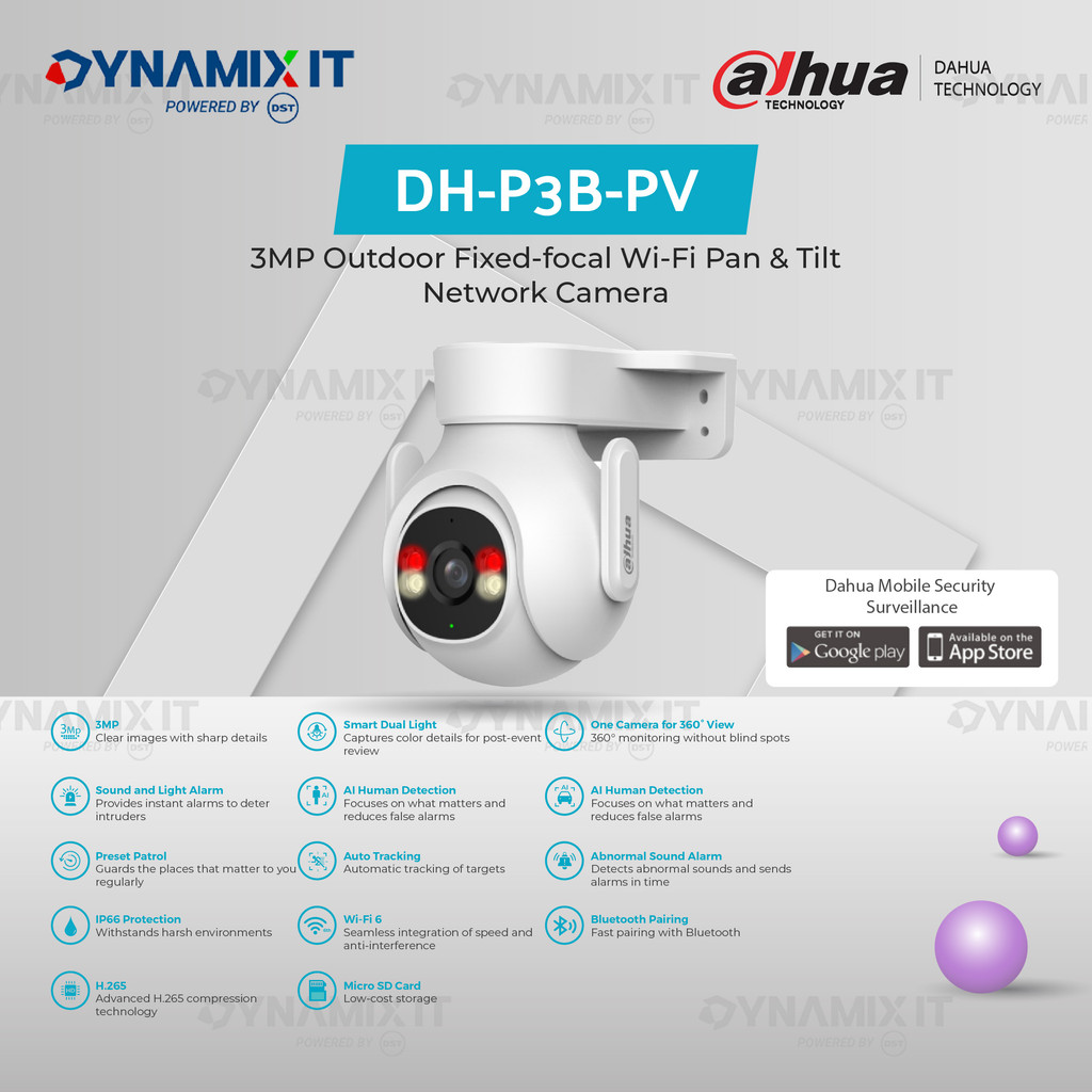 Jual CCTV Dahua Picoo P3B 3MP | DH-P3B-PV Outdoor Pan/Tilt Smart Wi-Fi ...