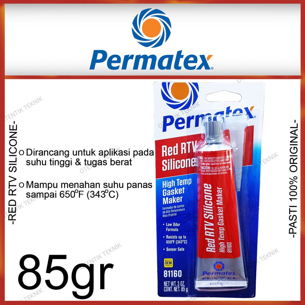 Jual PERMATEX LEM GASKET MERAH SILICONE 85G HIGH TEMP - RED RTV SILIKON ...