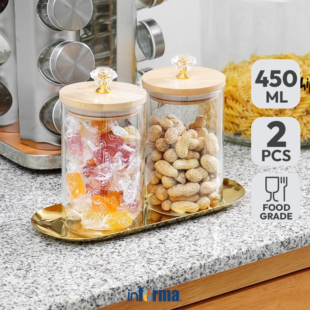 Jual Informa Set 2 Pcs Hyacinth Stoples Kaca Dengan Nampan Jar Tempat ...