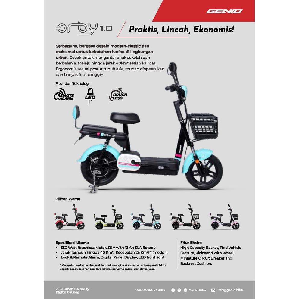 Jual Sepeda Listrik Genio Orby 1.0 - Biru Muda | Shopee Indonesia