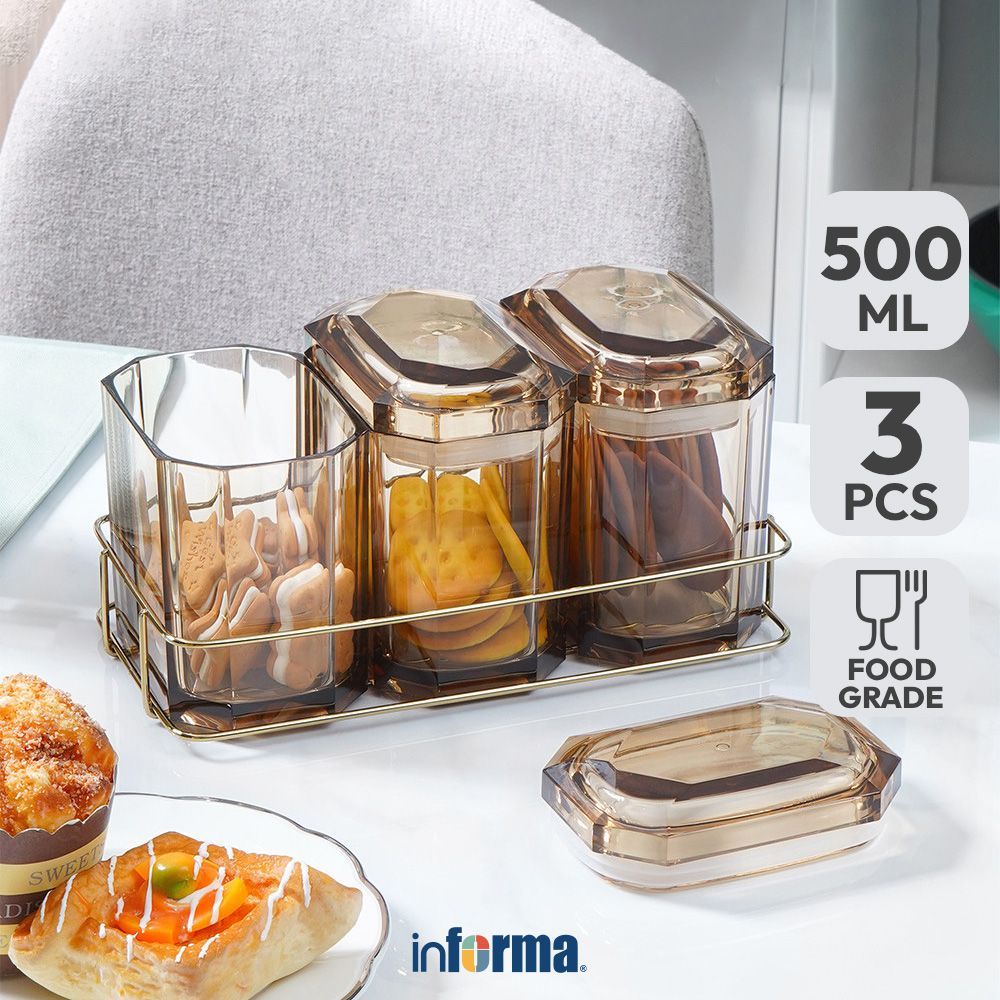 Jual Informa 500 ml Set 3 Pcs Amber Stoples Dengan Rak Emerald ...