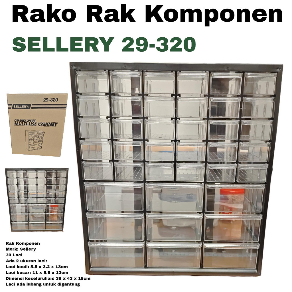 Jual Rako Rak Komponen Sellery 29-320 39 Slot Drawers | Shopee Indonesia