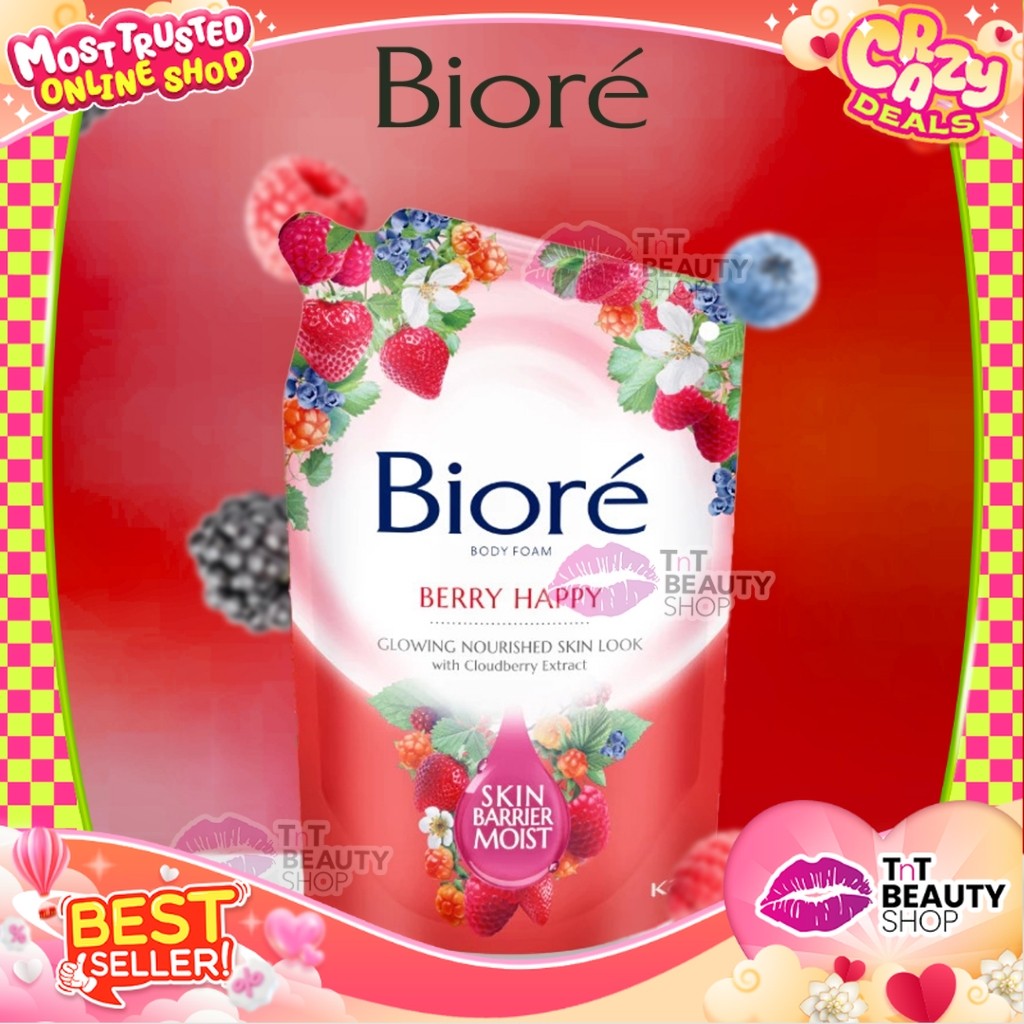 Jual Biore Body Foam Sabun Mandi Cair Berry Happy Pouch Protect Skin ...