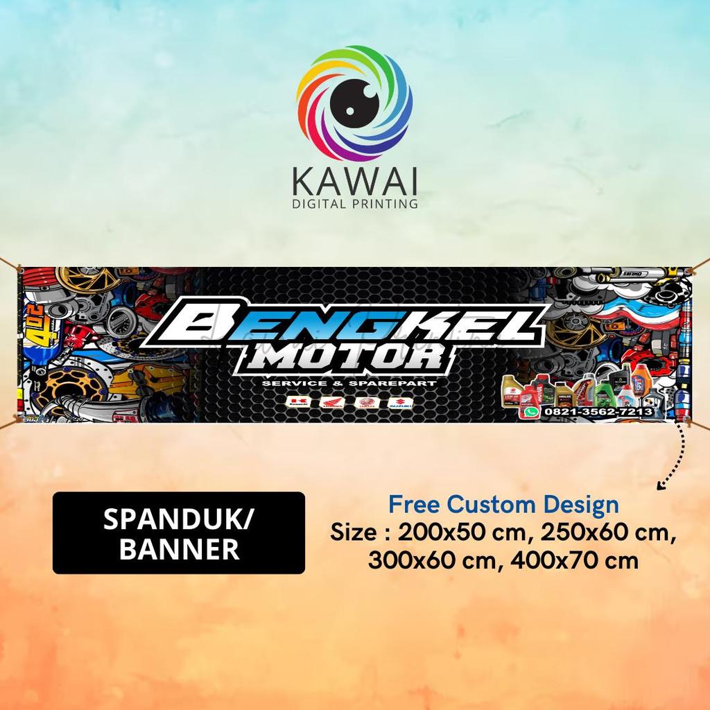 Jual SPANDUK BANNER Bengkel Motor Hitam MMT Spanduk Custom 400x70 ...