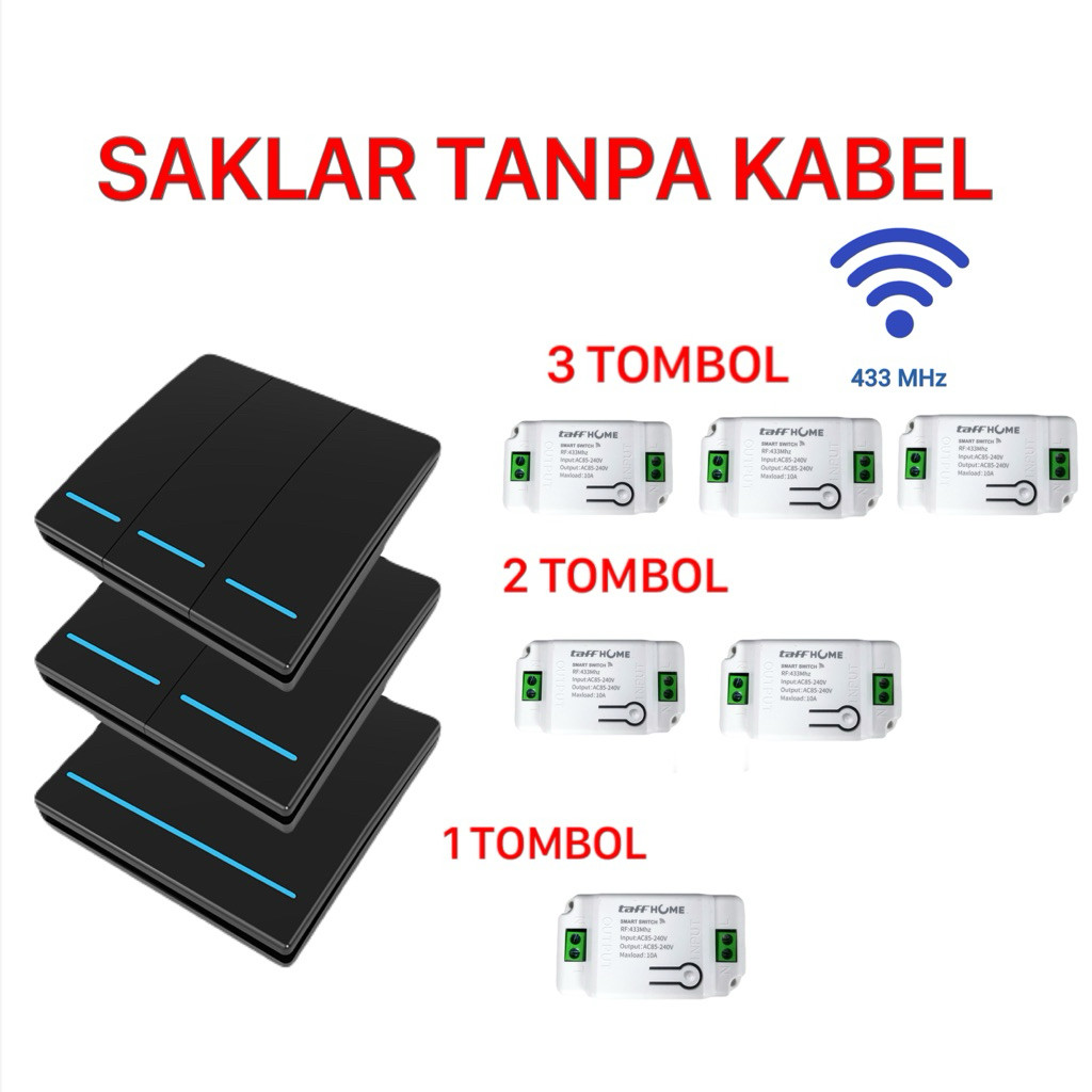Jual Saklar Listrik Tanpa Kabel 1 Tombol , 2 Tombol, 3 Tombol saklar ...