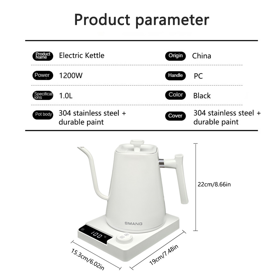 Jual Gooseneck Electric Kettle 1L 1200W Intelligent temperature ...