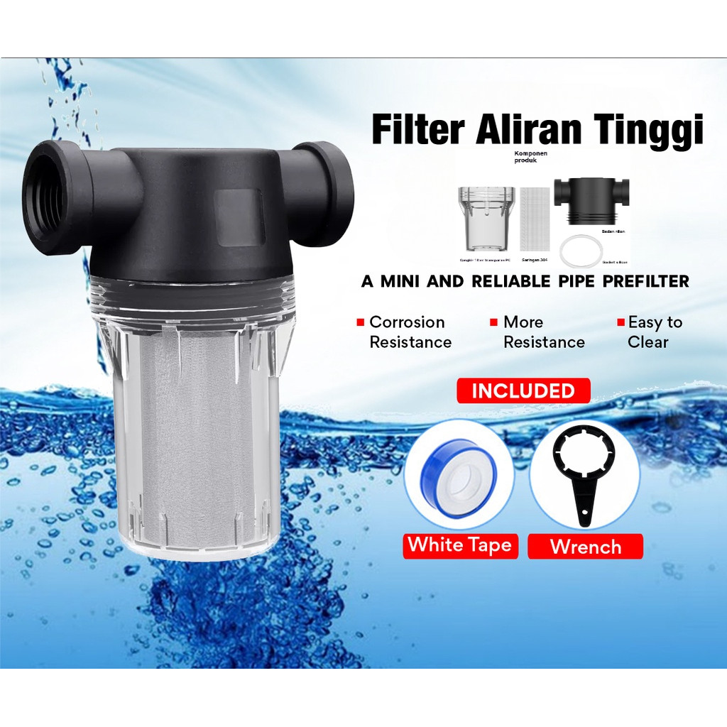Jual Filter Selang Plastik Transparan 1/2“ 3/4” Aliran Tinggi, Praktis ...