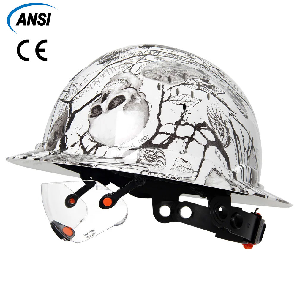 Jual Skull Pattern Full Brim Hard Hat CE Construction Safety Helmet PE ...