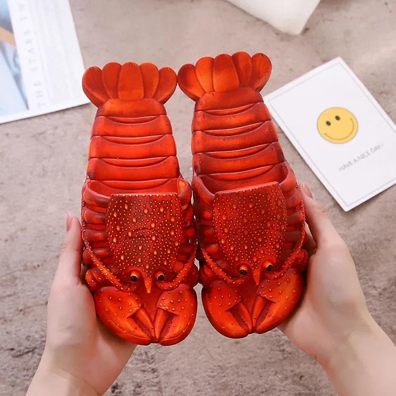 Jual Summer Lobster Slippers Men Funny Animal Flip Flops Cute Beach ...