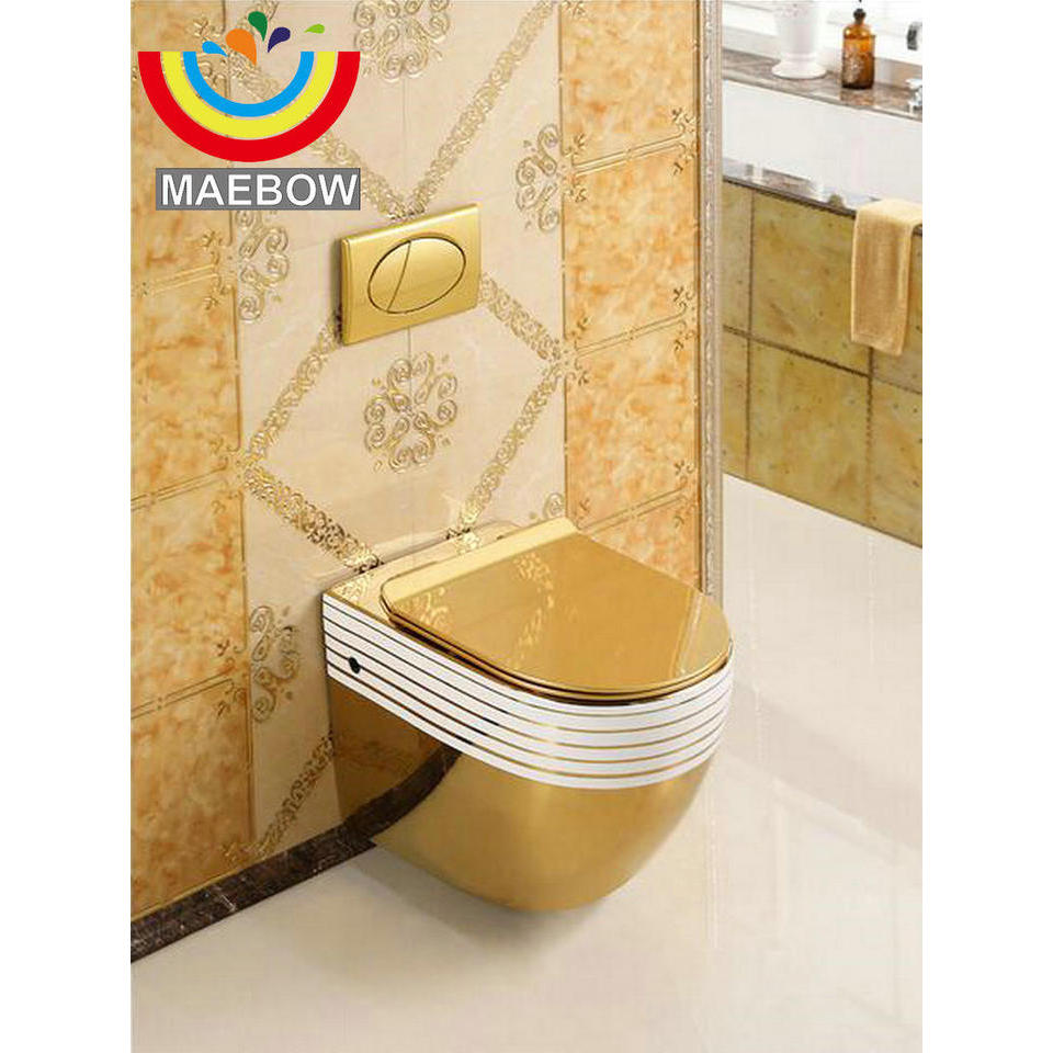 Jual MAEBOW Golden Artistic Wall Hang Toilet Closestool WC Pan PTrap ...