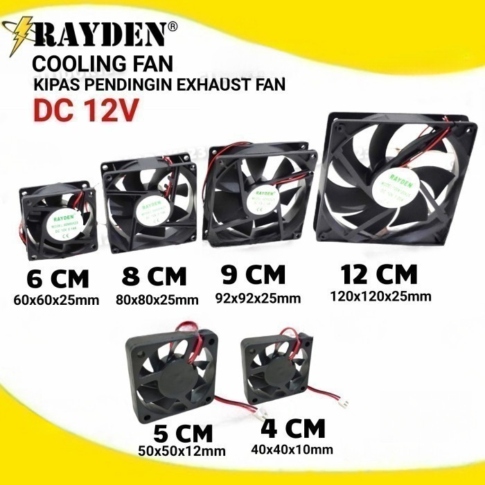 Jual (AE) RAYDEN Mini Cooling Fan DC 12V 6cm 8cm 9cm 12cm Exhaust Kipas ...