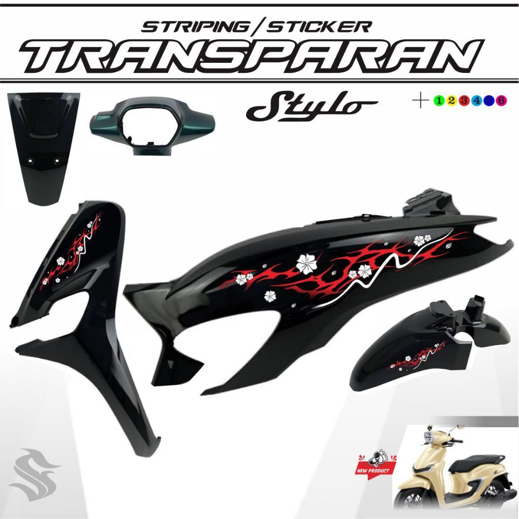 Jual STICKER VARIASI MOTOR STYLO MOITIF KEREN BAHAN BENING TRANSPARAN ...