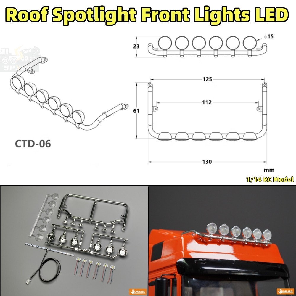 Jual LED Roof Spotlight Front Lights CTD-06 Upgrade For 1/14 Tamiya RC ...