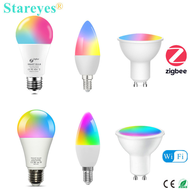 Jual Tuya Smart WiFi Zigbee RGB CCT E27 9W LED Bulb E14 5W LED Candle ...