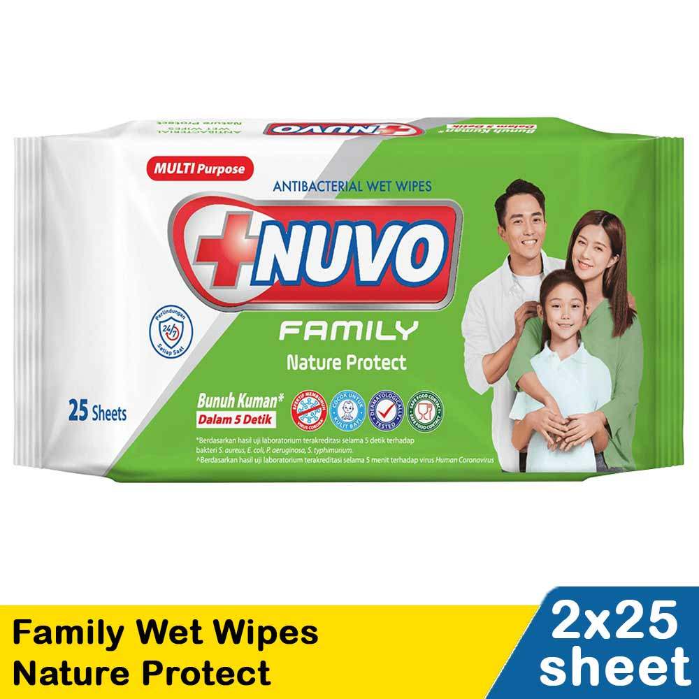 Jual NUVO FAMILY WET WIPES NATURE PROTECT 2x25's | Shopee Indonesia