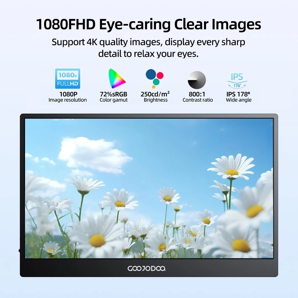 Jual Goojodoq Portable Monitor 14 Inch Touch Screen IPS FHD USB-C HDMI ...