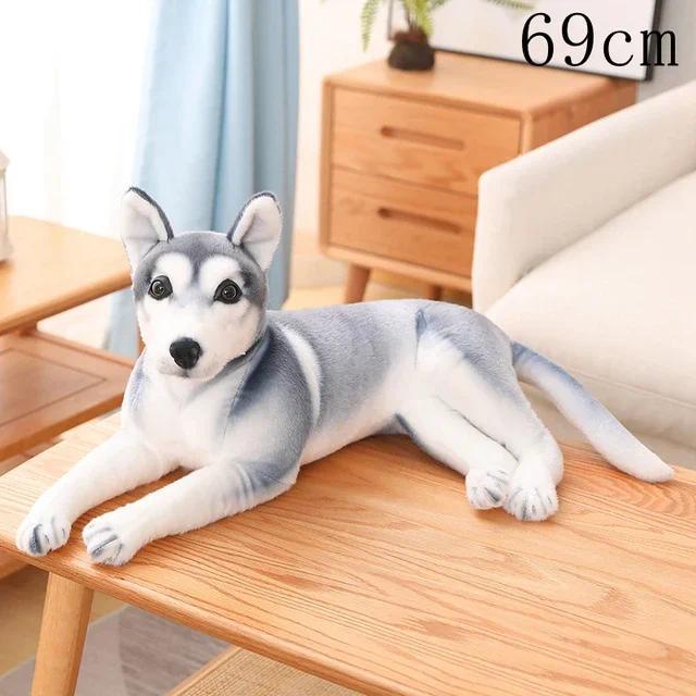 Jual Simulation Dog Husky Plush Toy Real Life Stuffed Animals Puppy Pet ...