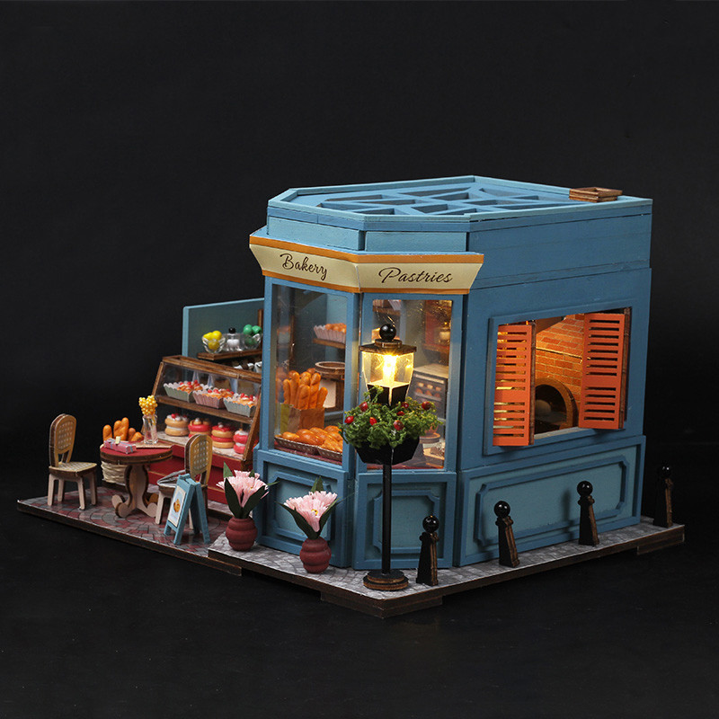 Jual DIY Wooden Dollhouse French Bakery Hair Salon Miniature With ...