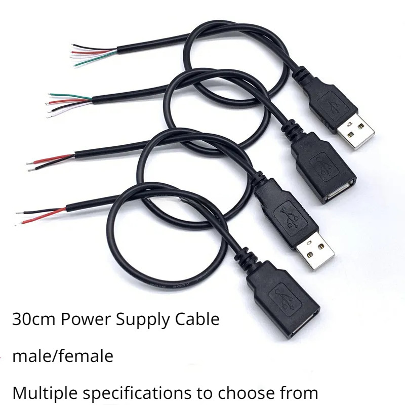 Jual 30cm Power Supy Cable 2 Pin USB 2.0 A Female Male 4 Pin Wire Jack ...