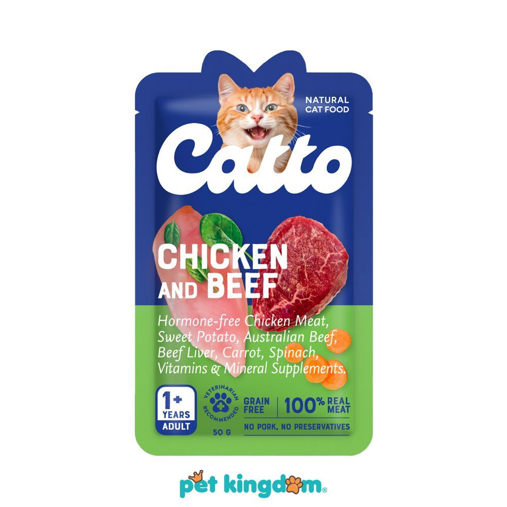 Jual Catto 50 gr Makanan Kucing Basah Adult Grain Free Chicken & Beef ...