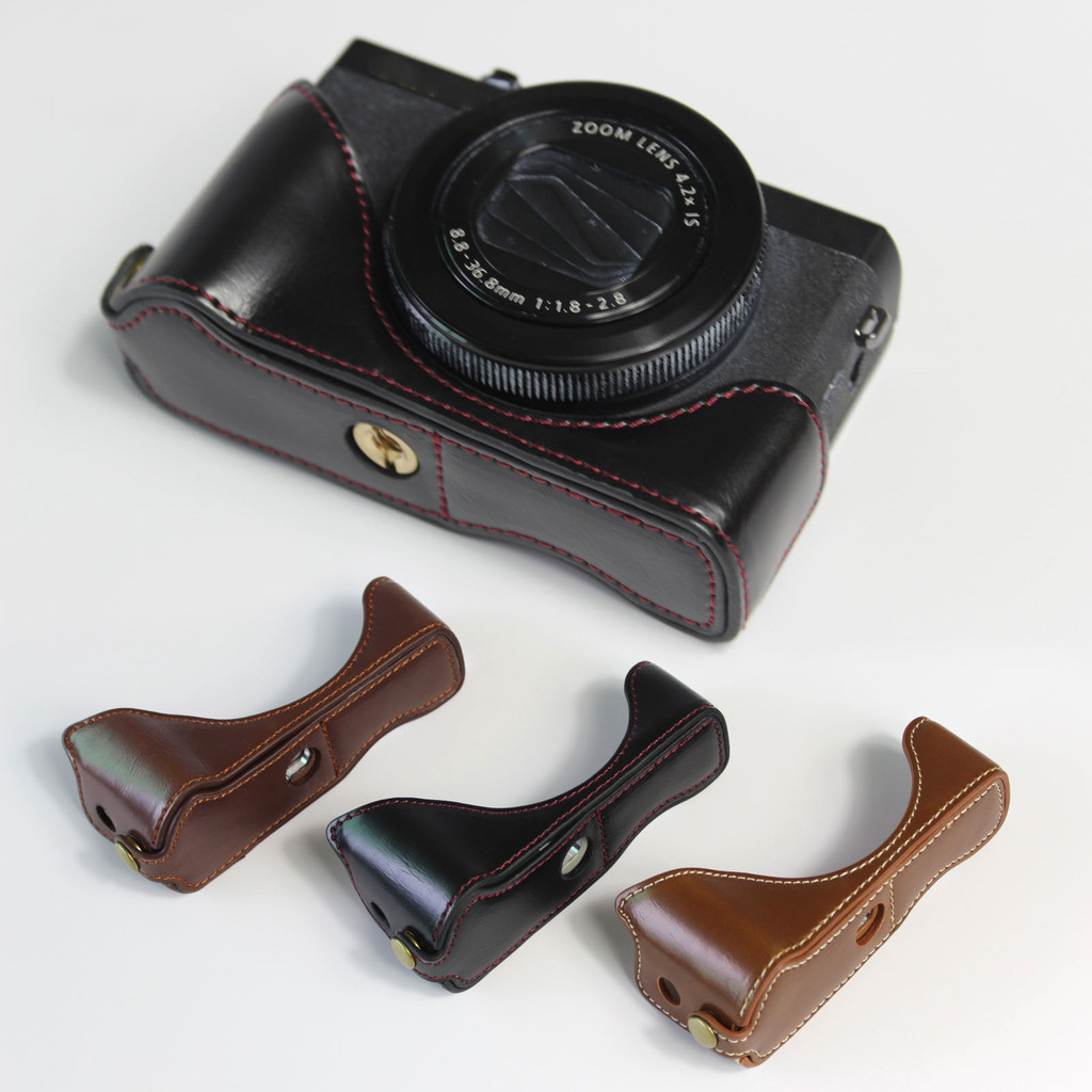 Jual Leather Case for Canon G7X Mark III Camera Protect Half Grip ...