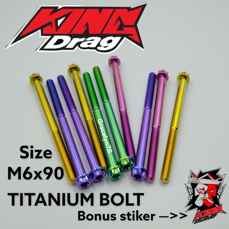 Jual baut TITANIUM m6x90 6x90 baut drat 10 panjang 9 cm ORIGINAL KING ...