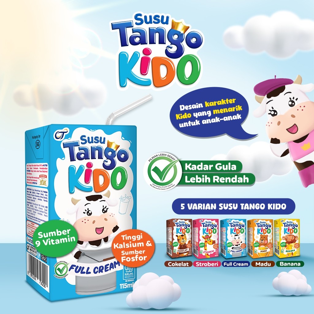 Jual Susu UHT Tango Kido Full Cream Tanggo PLAIN 115ML 1 DUS ISI 36 ...