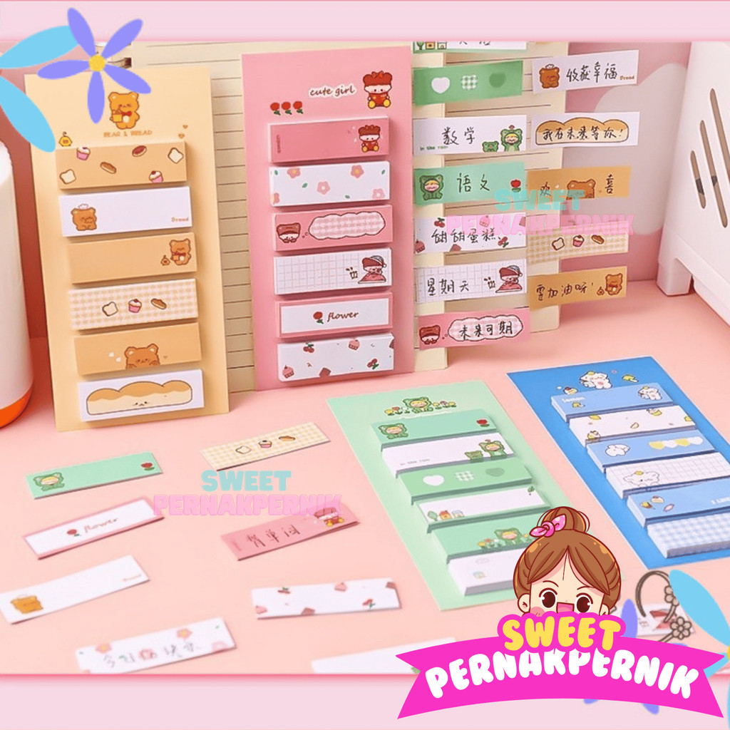 Jual Sticky Notes Motif Lucu 6 IN 1 Tempelan Kertas Catatan 120Lembar ...