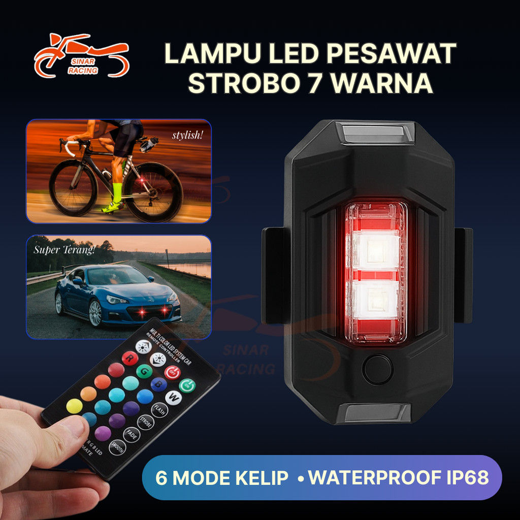 Jual Sinar Racing Lampu Pesawat RGB 7 Warna LED Kedip Super Terang ...
