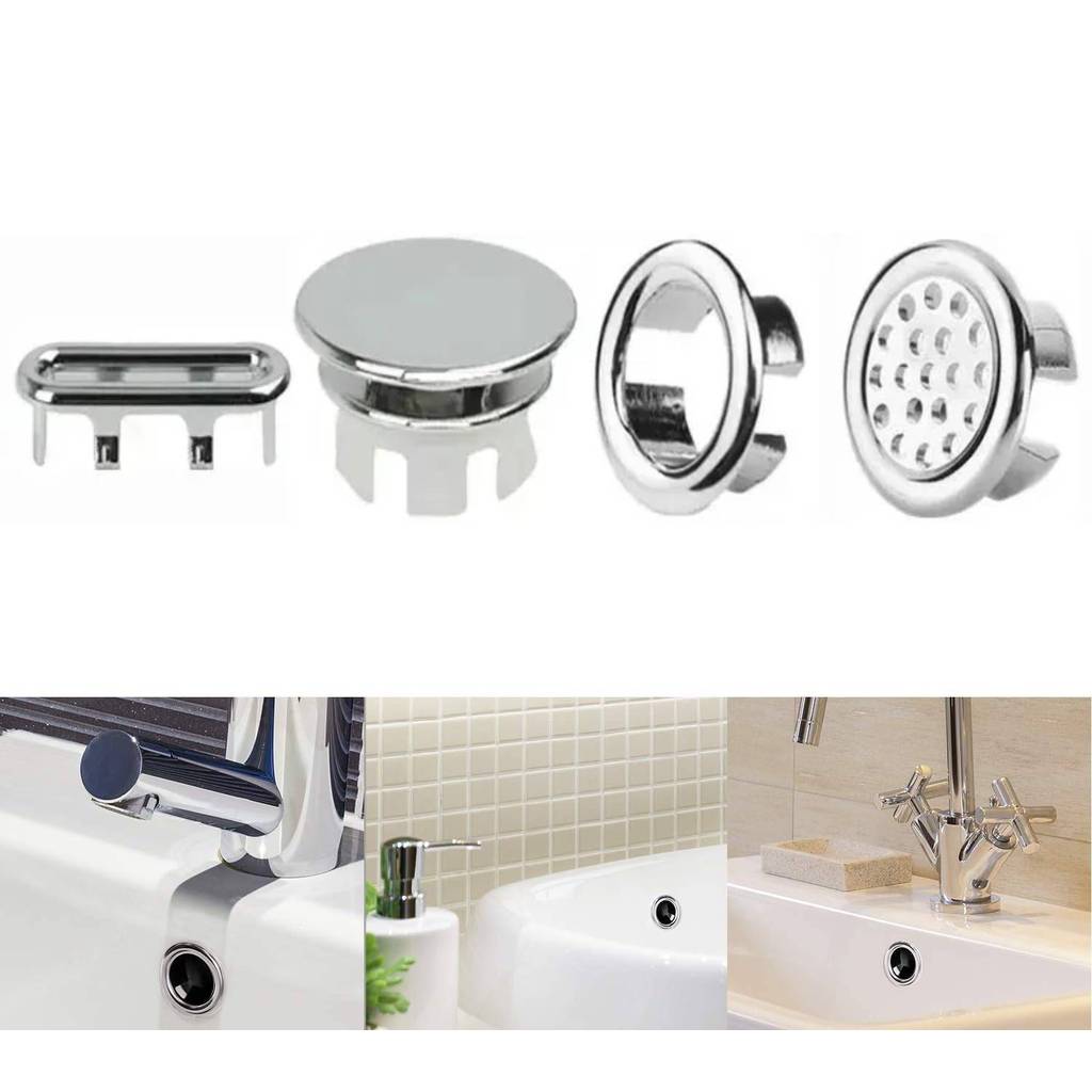 Jual 4pcs Basin Sink Round Tidy Trim Chrome Overflow Cover Rings Hole ...