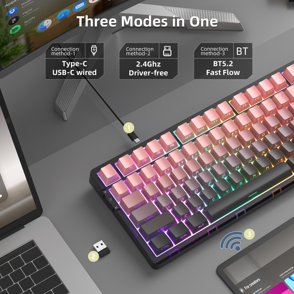 Jual MageGee Light100 Wireless Mechanical Keyboard Side-Printed Hot ...