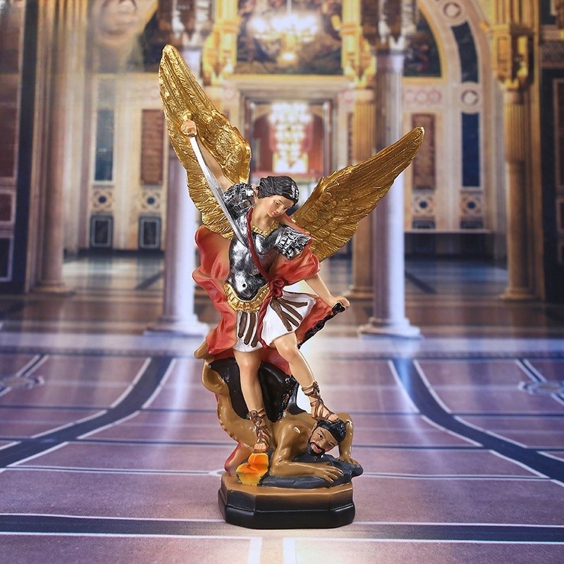 Jual RUBY FLAME Christian San Miguel Arcangel Statue Retro Bronzed ...