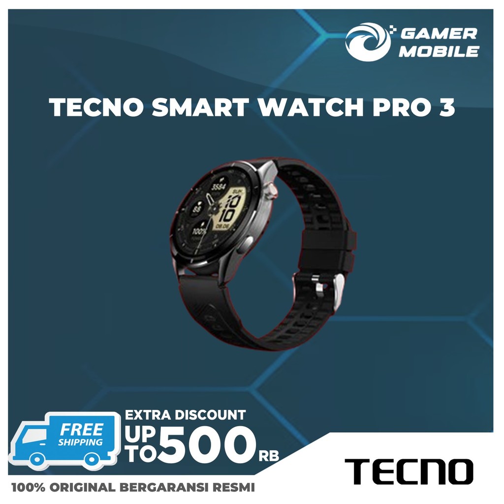 Jual TECNO Smart Watch Pro 3 - Smartwatch AMOLED - IP68 Tahan Air - 110 ...